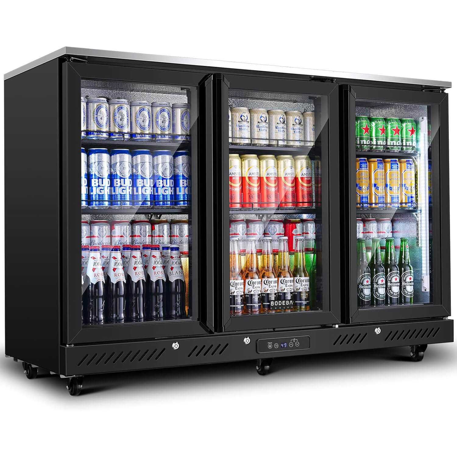 Bodega cooler 12 Cu.Ft Display Bar Beverage Fridge With 3 Glass Doors