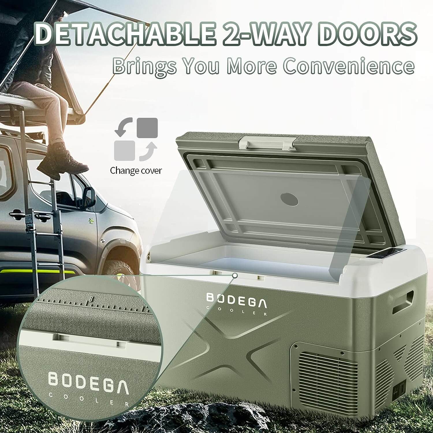 BODEGA cooler 12 Volt Car Refrigerator 26/32/42/53qt Portable Freezer