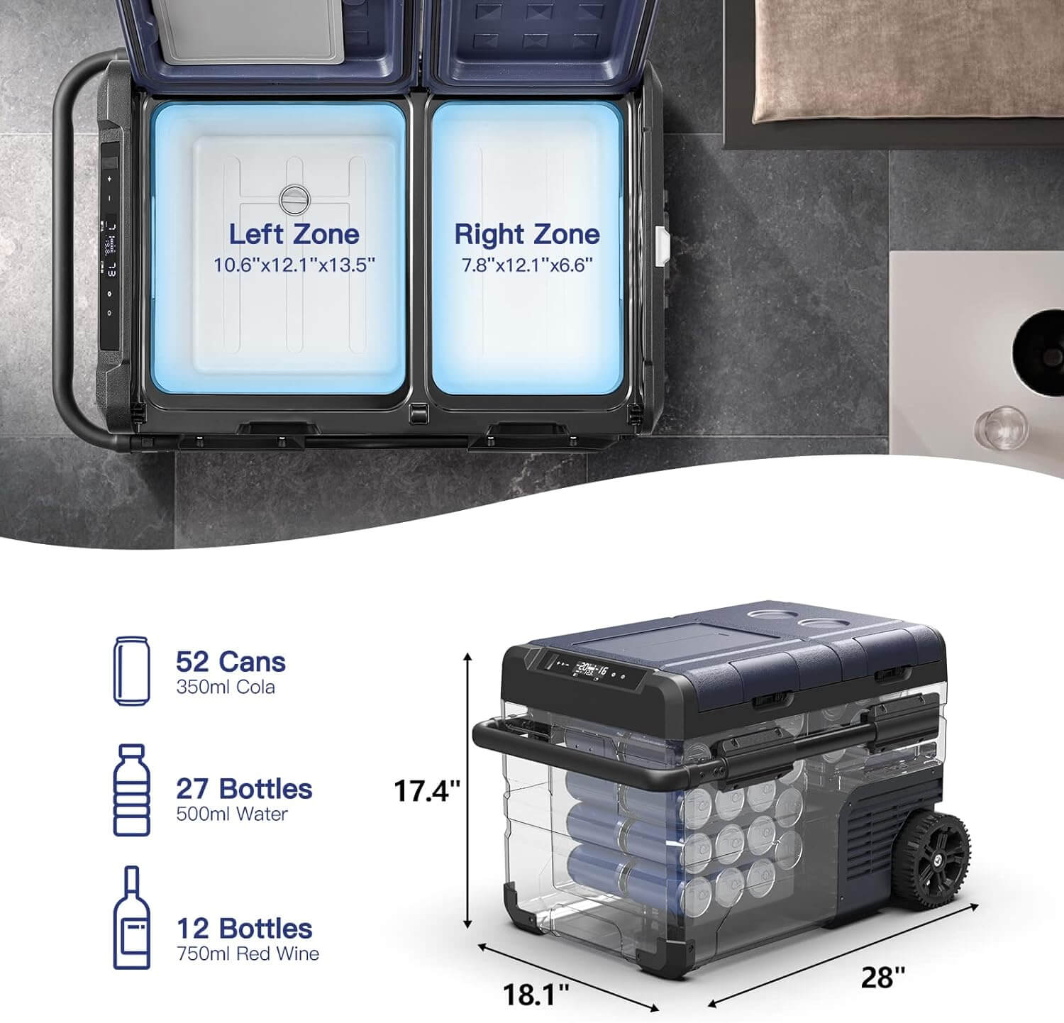 BODEGAcooler Car Fridge Dual Door 37/48/59QT
