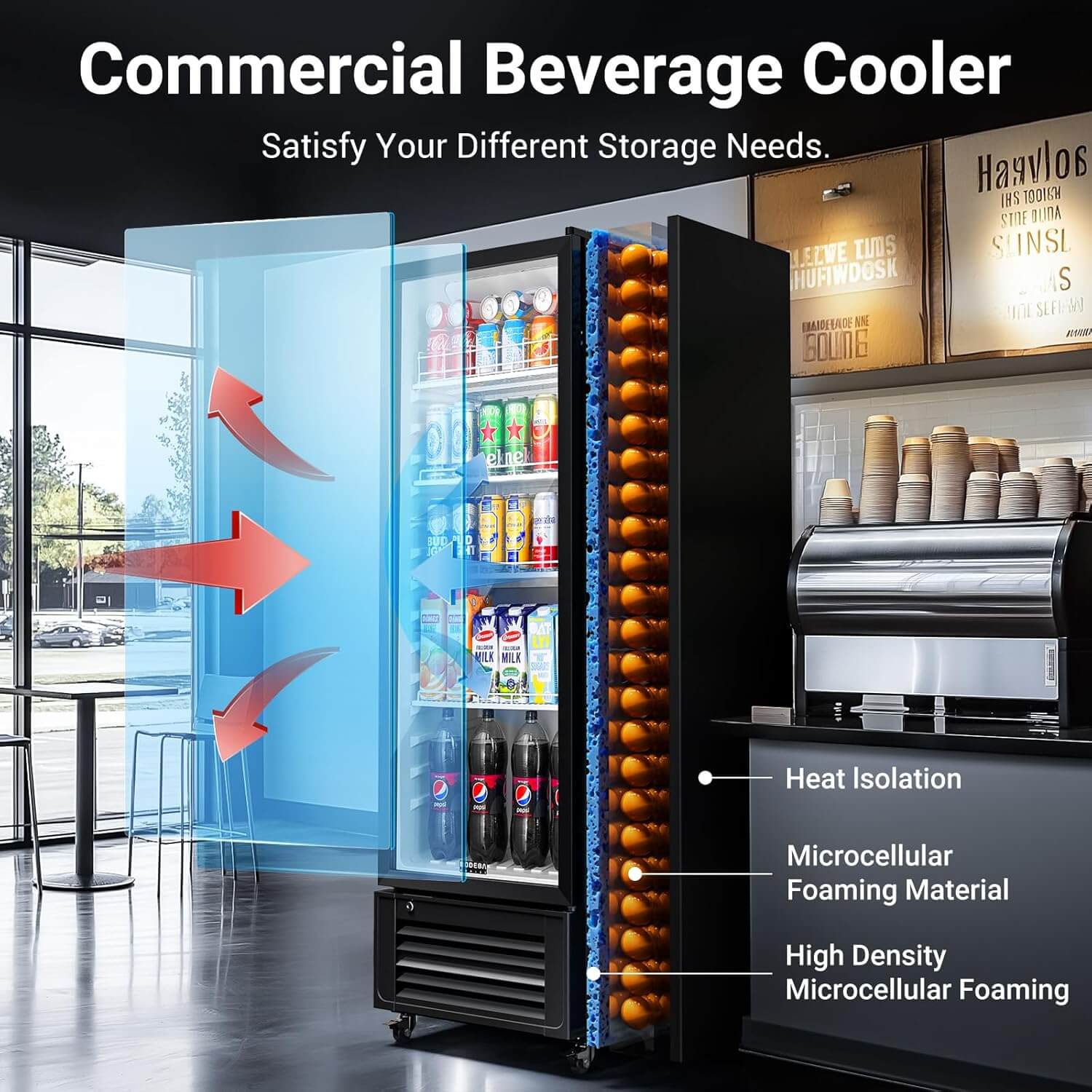 Bodega cooler Upright Display refrigerator Commercial Fridge 10.2 Cu.F
