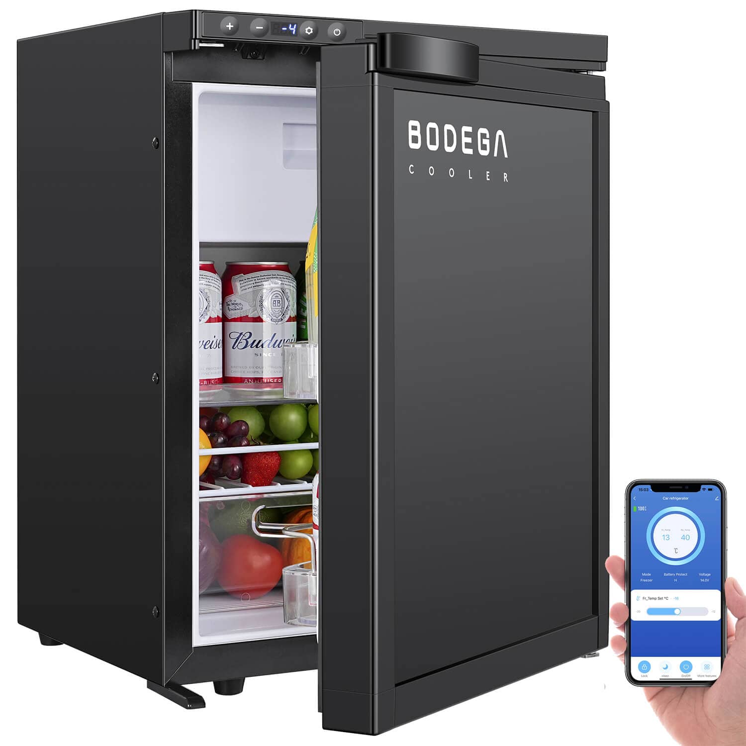 BODEGA 12 Volt Mini Refrigerator 1.25cu.ft 35.4L RV Fridge and Freezer